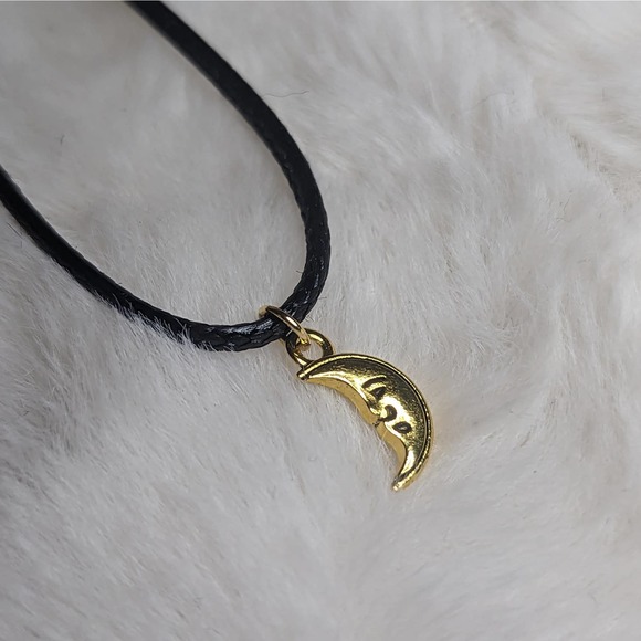Handmade | Jewelry | Tiny Gold Celestial Crescent Moon Charm Rope Necklace | Poshmark